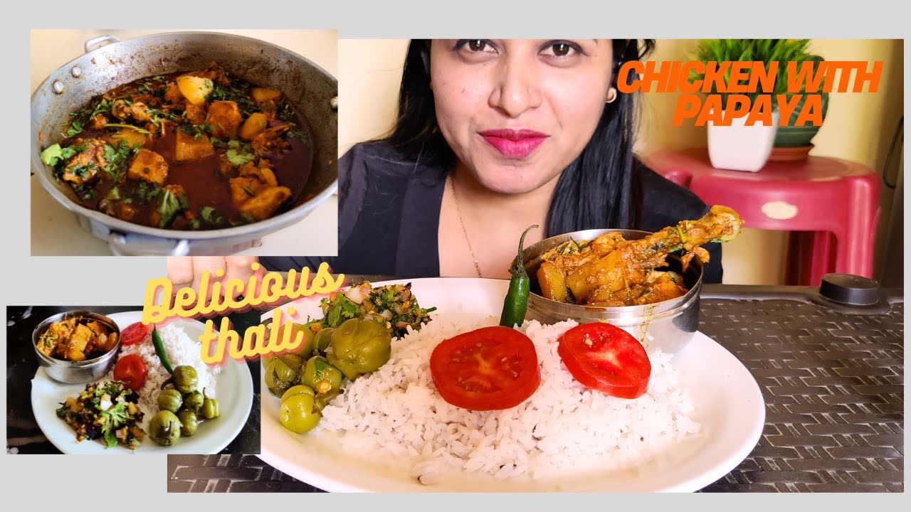 Chicken curry with Raw Papaya| Tasty Assamese Chicken curry Recipe With ...