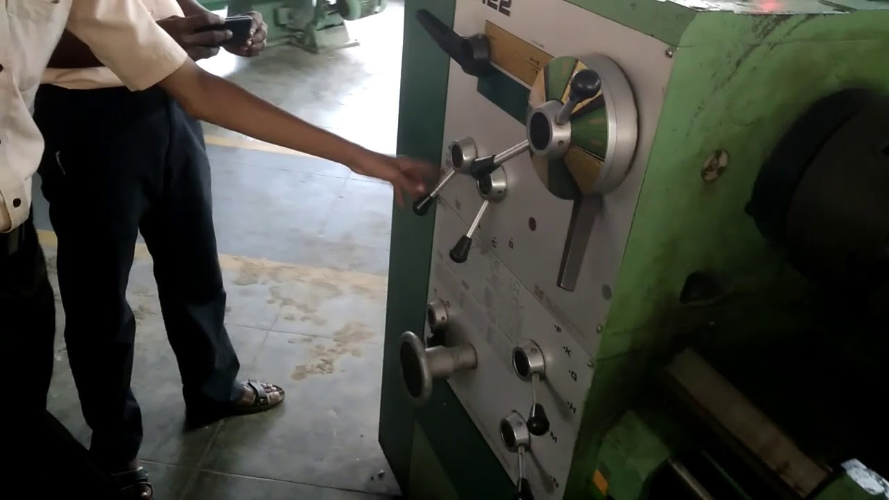 Man describing thread cutting, tapering,bwoling in hmt lathe machine ...