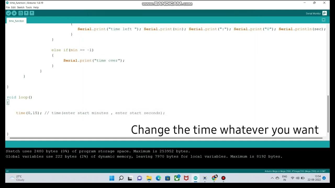 Time countdown function in arduino without delay - YouTube