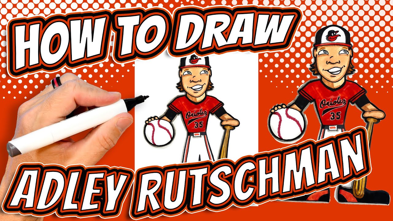 How to Draw Adley Rutschman for Kids - Baltimore Orioles MLB Baseball ...