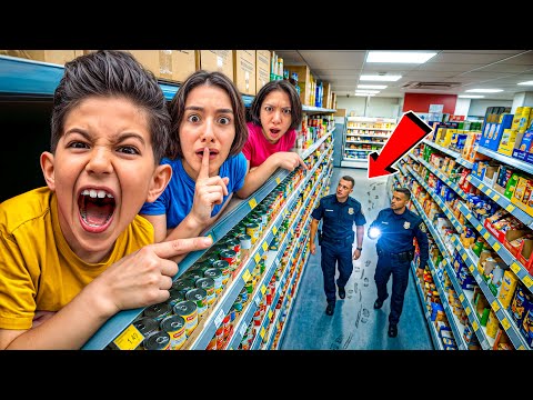 GECE GİZLİCE SÜPERMARKETTE KALDIK!!! GÜVENLİK BİZİ YAKALAYACAK MI?