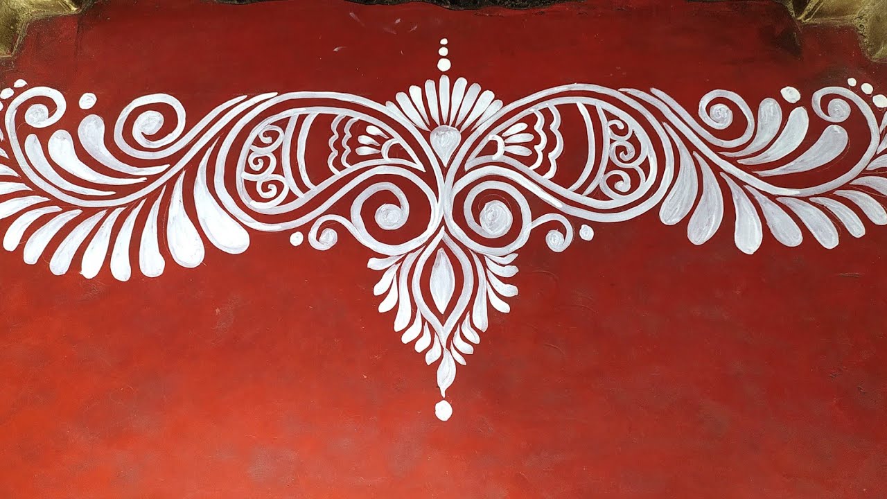 Unique door side border alpona design/ beautiful rangoli design/ door ...