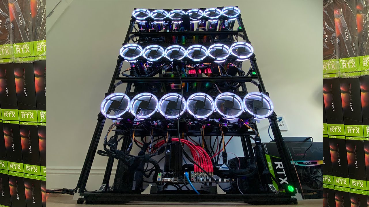 24 GPU Crypto Mining Rig - EVGA FTW3 Ultra RTX 3070 - 1.5 GH/s - YouTube