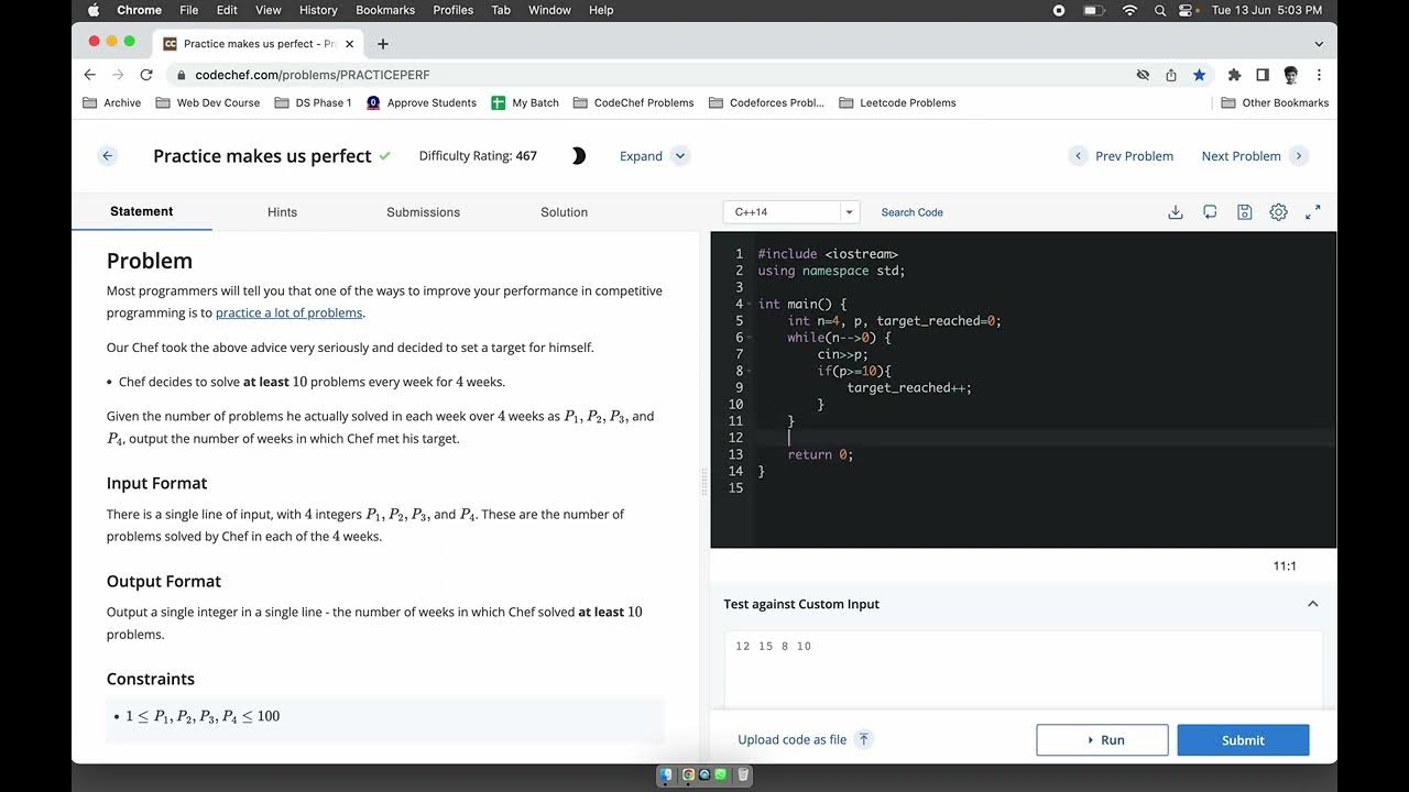 Codechef Practice Makes Us Perfect Problem C Language Youtube