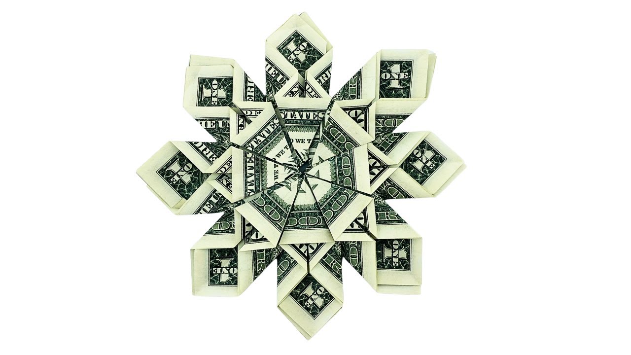 Money Origami SnowFlake Tutorial - YouTube