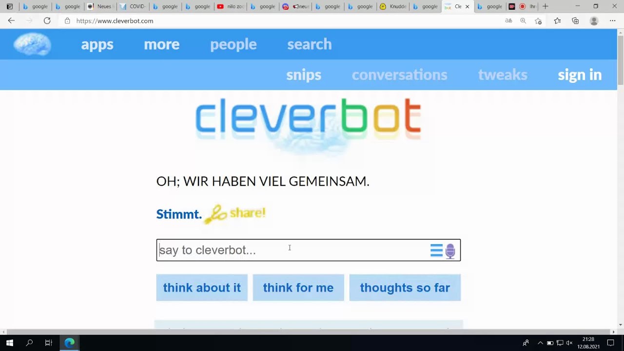 Ich will mit dem Cleverbot einfach mal normal schreiben, und wir haben viel gemeinsam #006 - YouTube