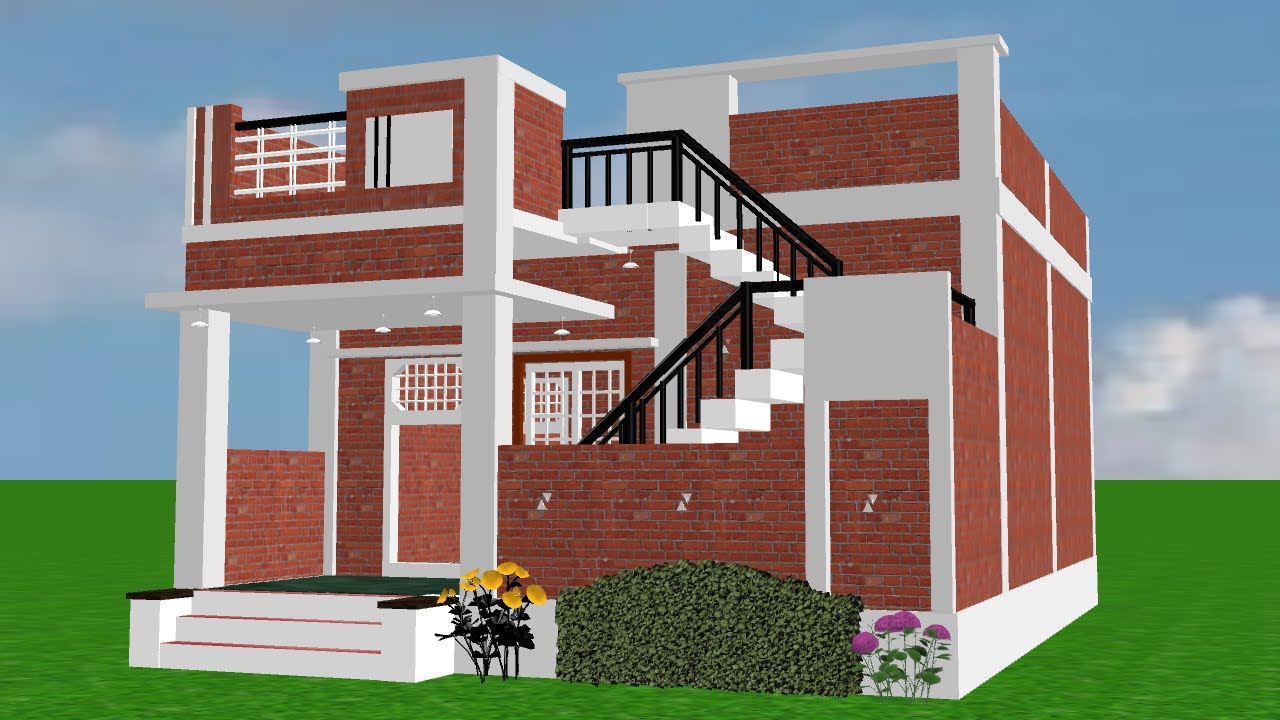 20X30 House Design in 3D, 20*30 Home Design idea with outer stairs ...