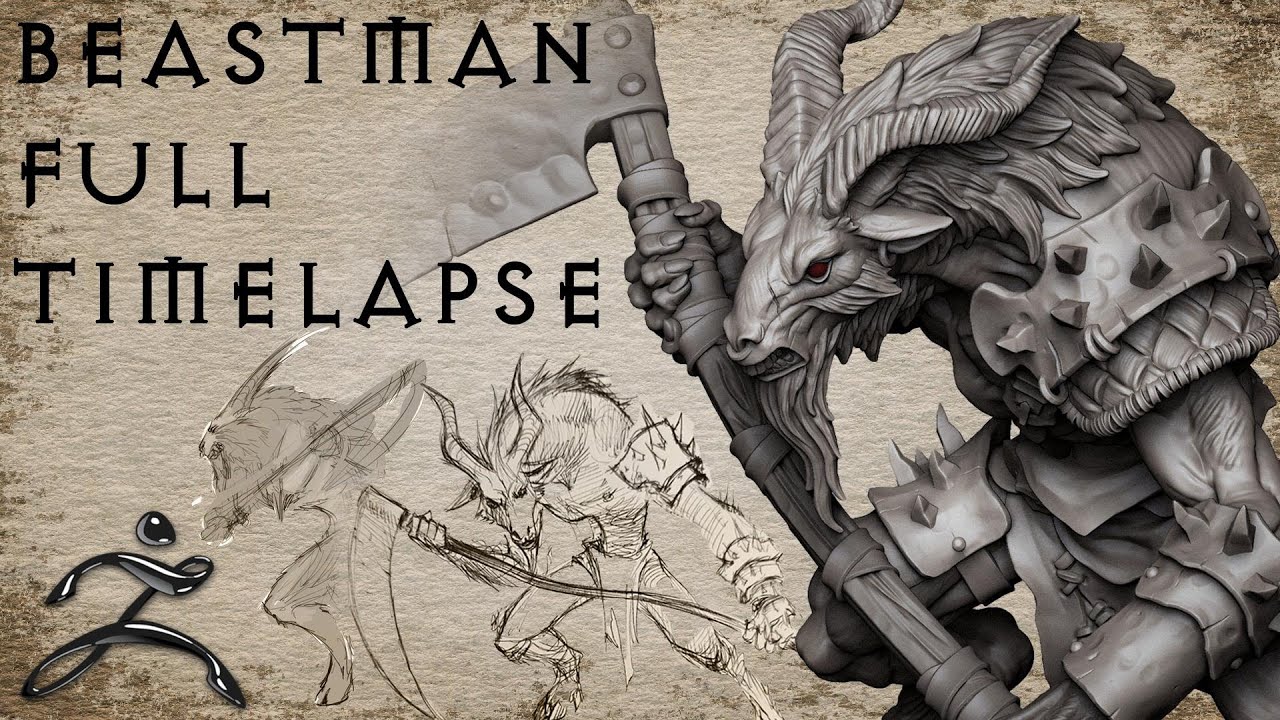 Sculpting a Beastman Miniature | Full 2-Hour Zbrush Sculpting Process ...