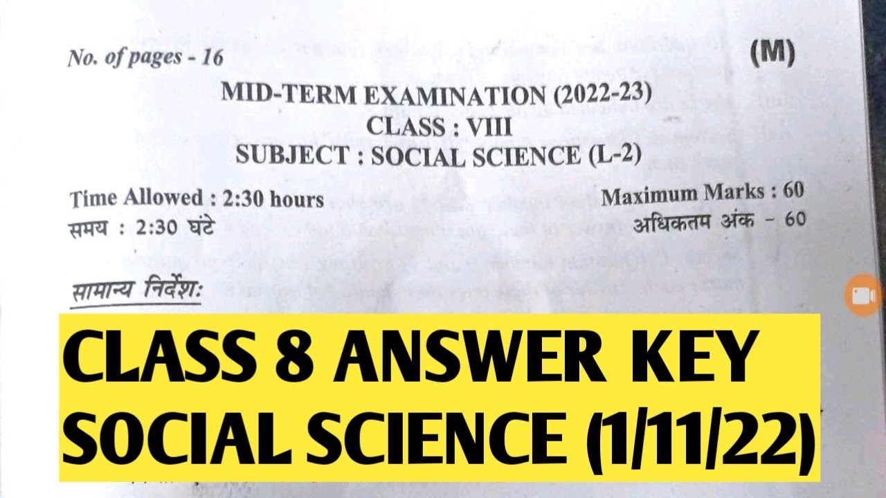 Class 8 Social science Answer key /Class 8 Social science (2/1/22 ...
