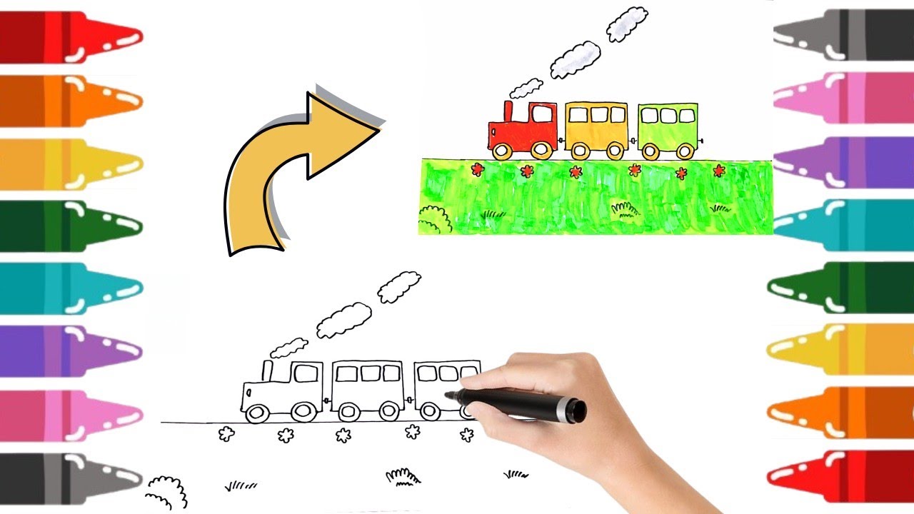 How to Draw a Train Easy | Train Drawing Step by Step for Kids 🚂 - YouTube