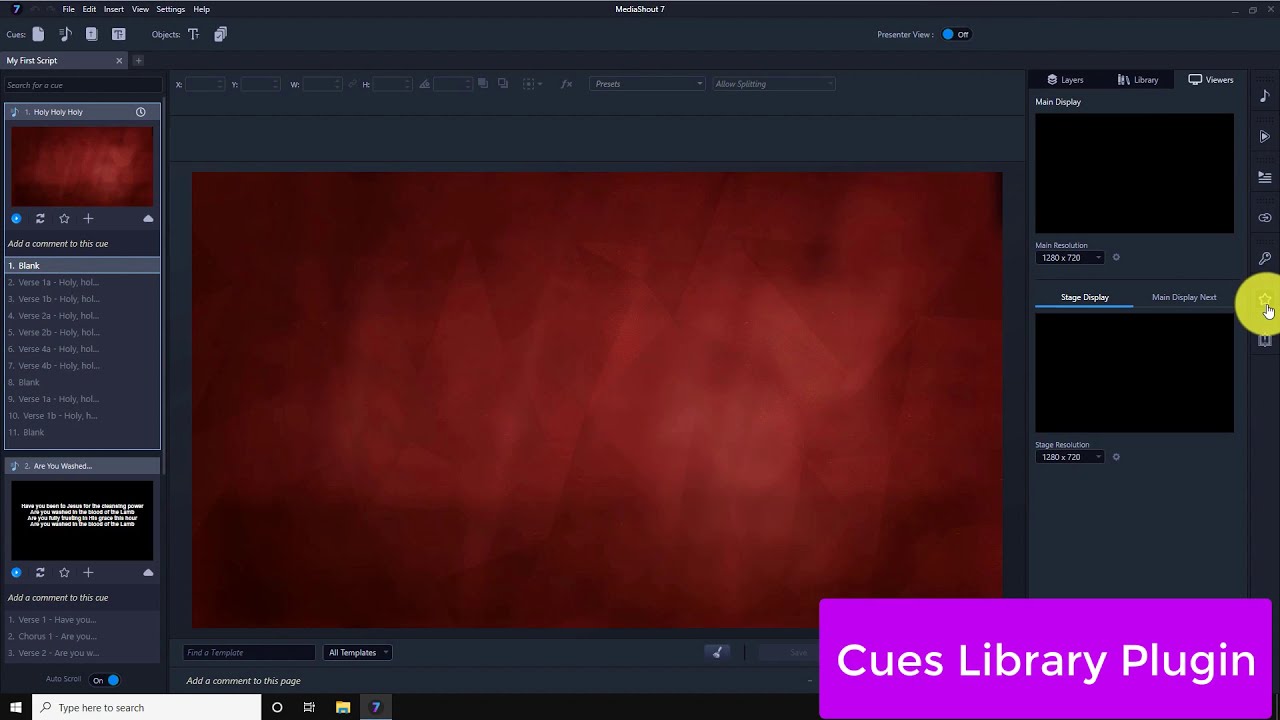 MediaShout 7 - Cues Library Detailed - YouTube
