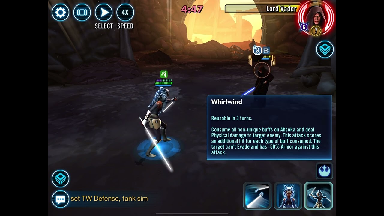 SWGOH TW - omi Ahsoka Fulcrum cleans up solo LV - YouTube