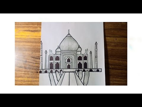 How to draw beautiful Taj Mahal Drawing ll easy step by step Taj Mahal ...