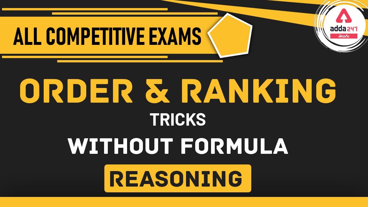 Order & Ranking Tricks, Without Formula | Reasoning | For All ...