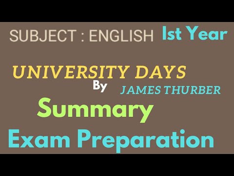 Ist year || Chapter 15 || University Days by James Thurber || Summary ...