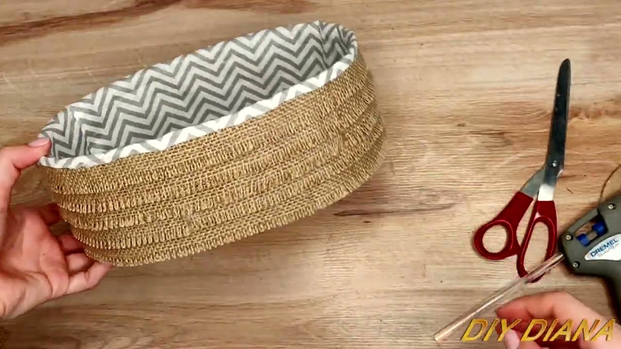 MAKE YOURSELF STORAGE BOX FROM CARDBOARD AND JUTE FABRIC - YouTube