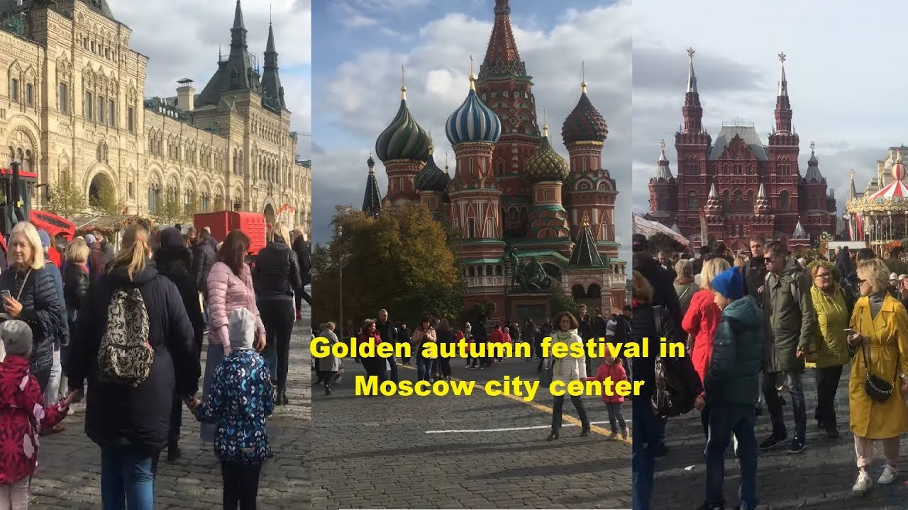 Walking Moscow 4k: Golden autumn festival in Moscow city center ...