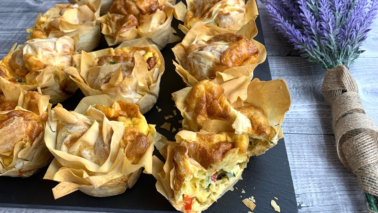 Breakfast filo cups - YouTube