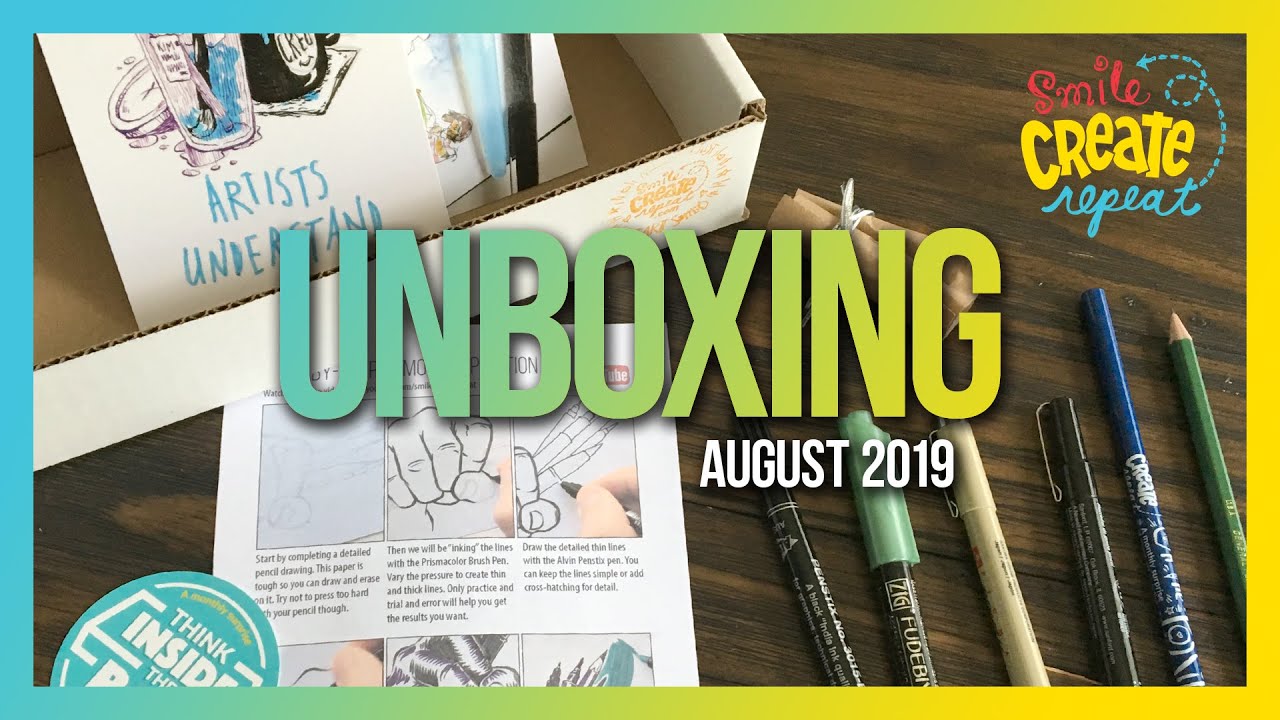 UNBOXING August 2019 Brush Pens Markers & More ART SUPPLY SUBSCRIPTION BOX | Smile Create Repeat ...