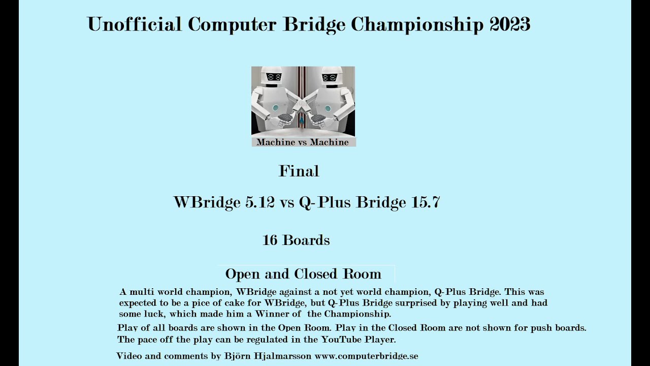 UCBC 2023 - Final - WBridge 5.12 vs Q-Plus Bridge 15.3 - YouTube