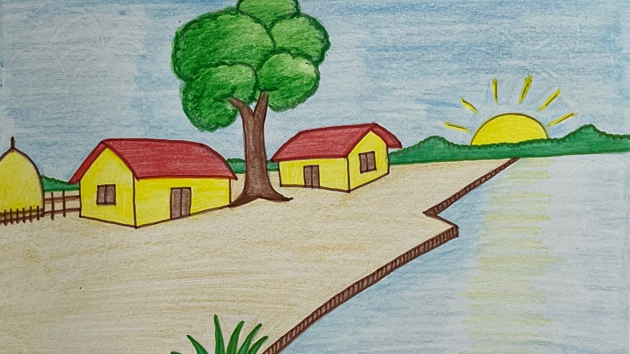 Simple rules for drawing village scenes for beginners #drawing # ...