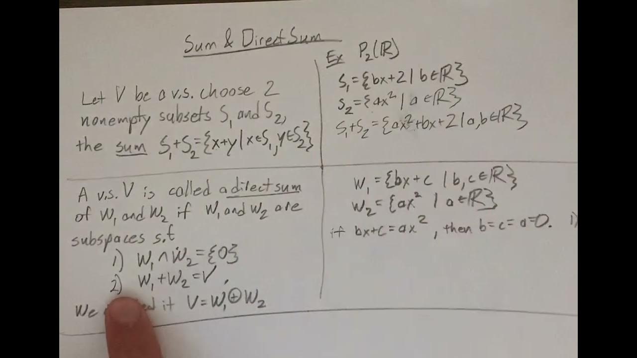 Sun and direct sum in linear algebra - YouTube