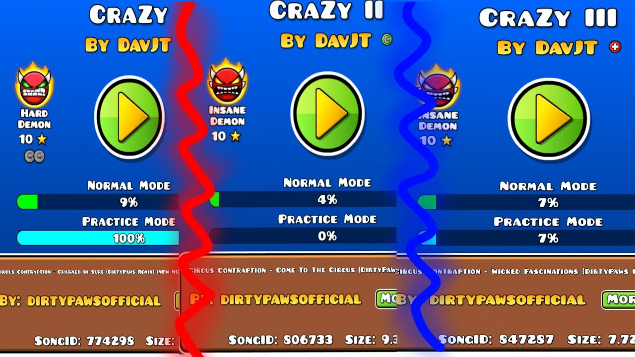 All "CraZy" levels! ( CraZy, CraZy ||, Crazy ||| ) by DavJT! Gameplay ...