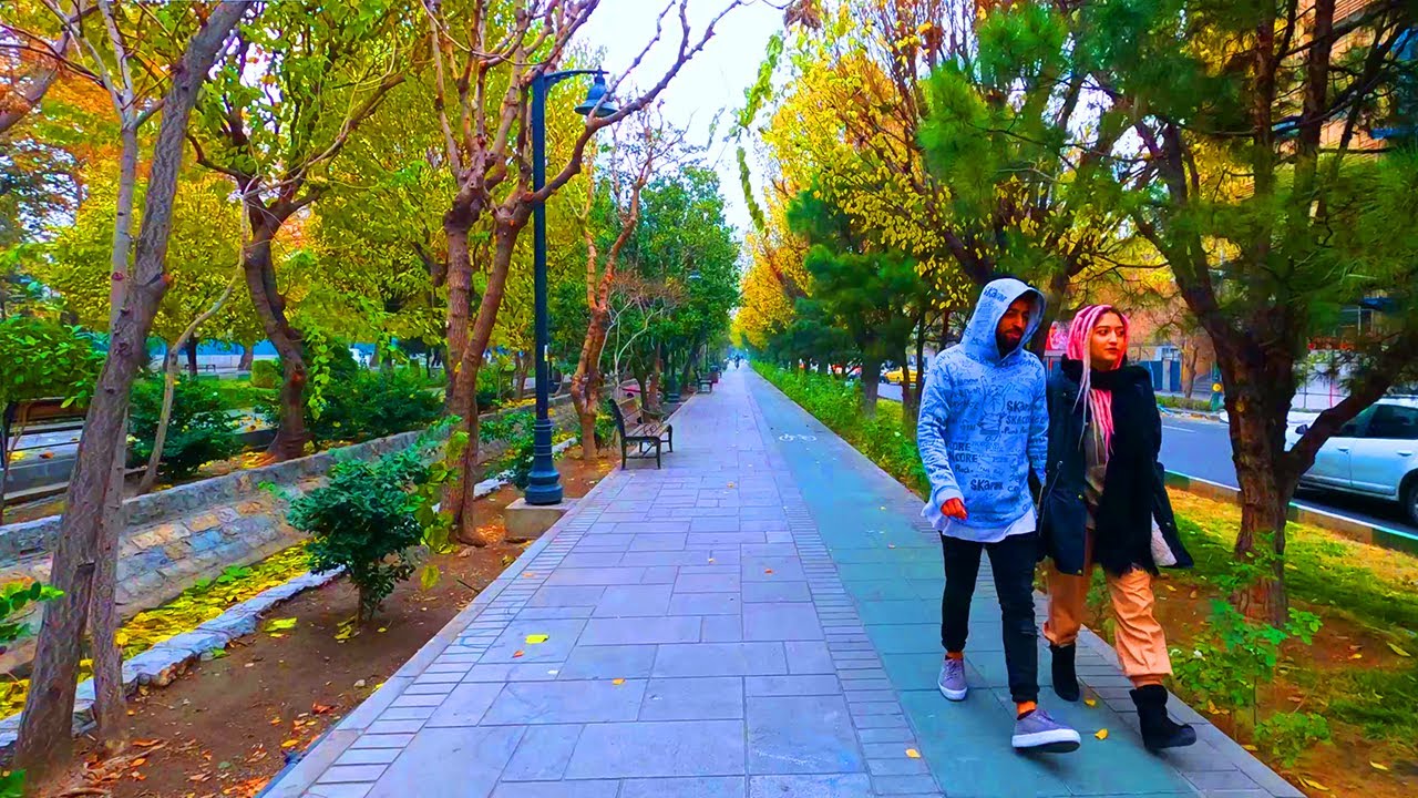 Tehran City 4K, Iran, Cloudy Day Walking in Keshavarz Boulevard ...