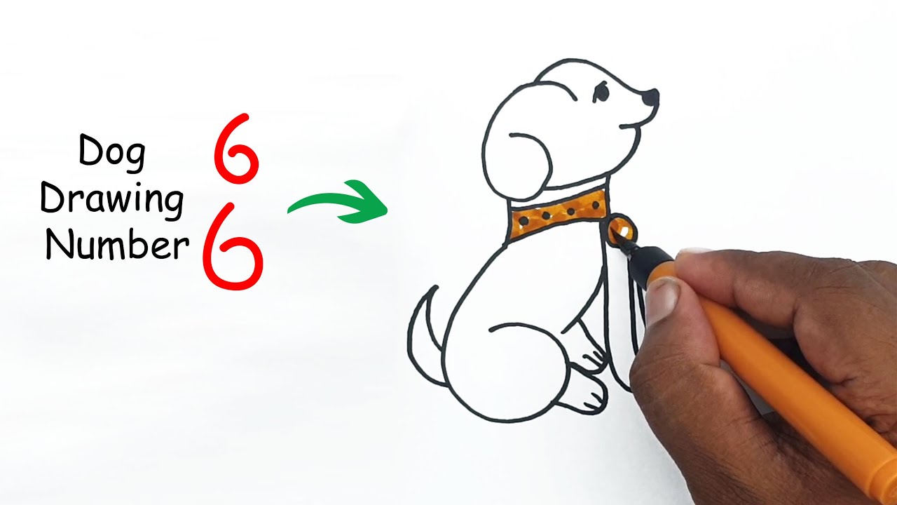 How to draw cute Dog from number'66' | Easy Dog drawing tutorial - YouTube
