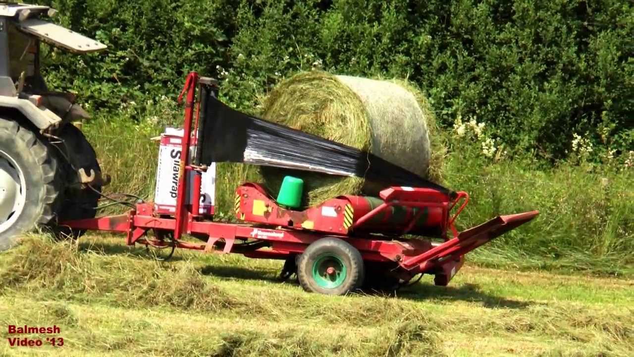 Raking, Baling and Wrapping - with Same Tractors. - YouTube