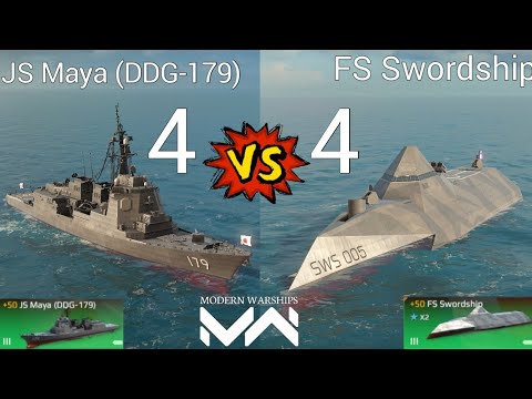 Modern Warships: JS Maya (DDG-179) VS Swordship. 4vs4 Gameplay - YouTube