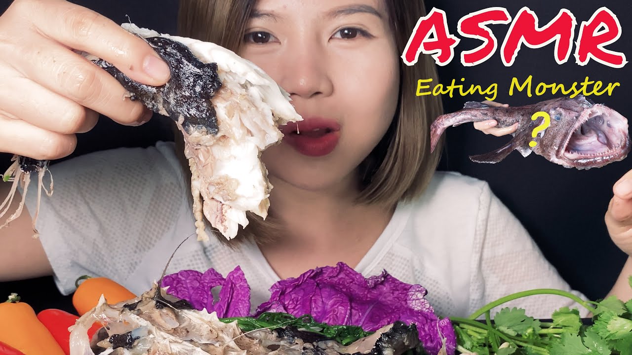 [ASMR] Eating Monster fish Blackmouth angler 😬กินปลาหน้าตาประหลาด!! แต่ ...