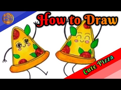 how to draw cute Pizza | how to draw cute foods #purestyle #howtodraw # ...