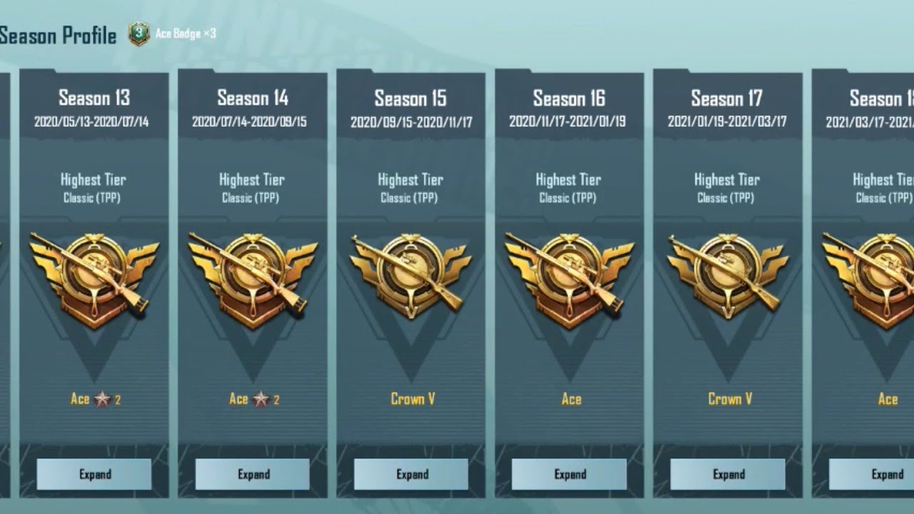 Pubg Mobile all seasons ranks | pubg S2-S19 all ranks profile | saksham ...