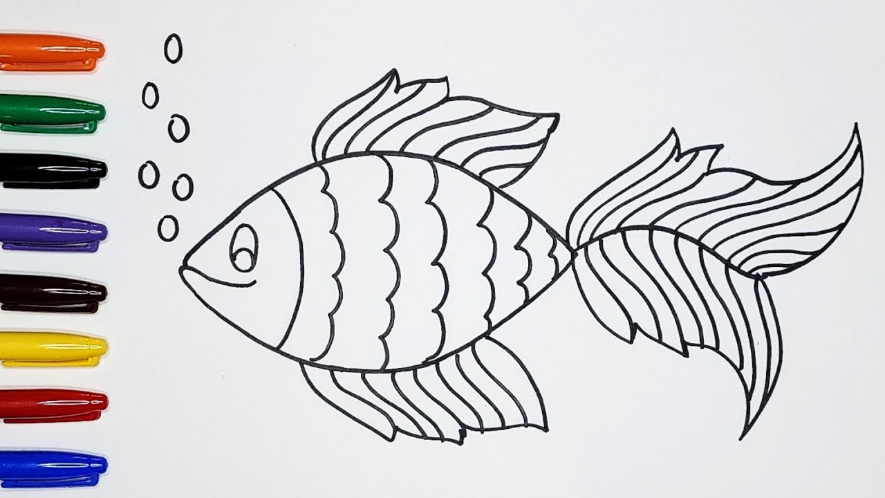 Rainbow Fish - Drawing and Colouring | How to draw and colour rainbow ...
