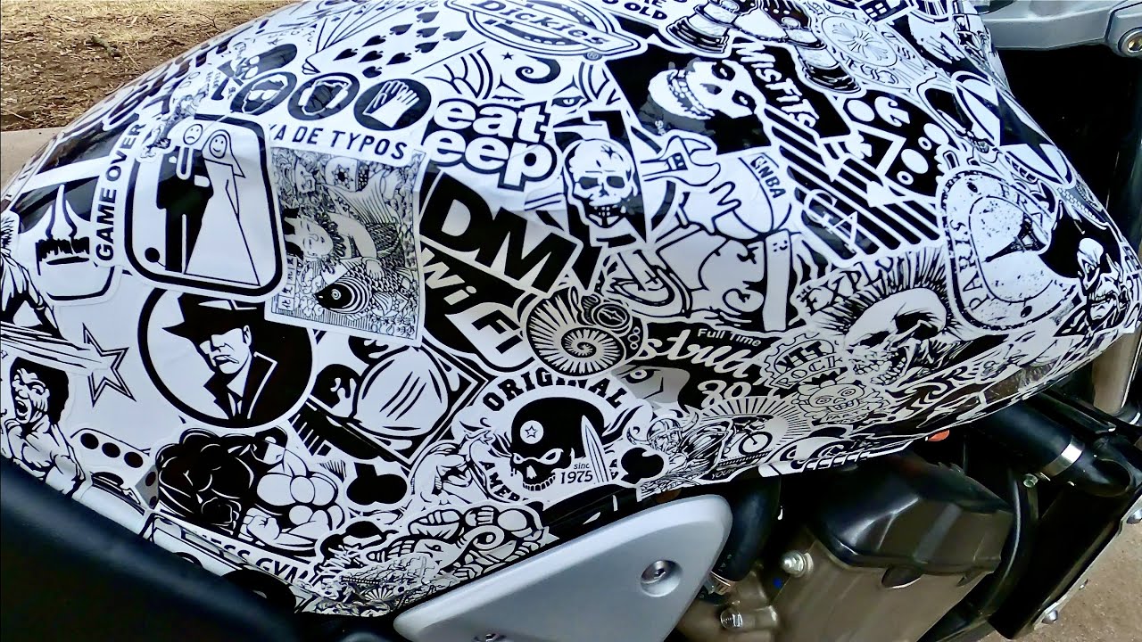 STICKER BOMBED OUR MOTORCYCLE!!! Will it hold up??? - YouTube