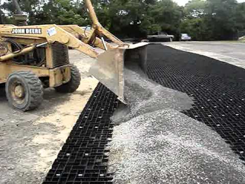 Infill Being Placed into the GEOPAVE® Aggregate Porous Pavement System ...