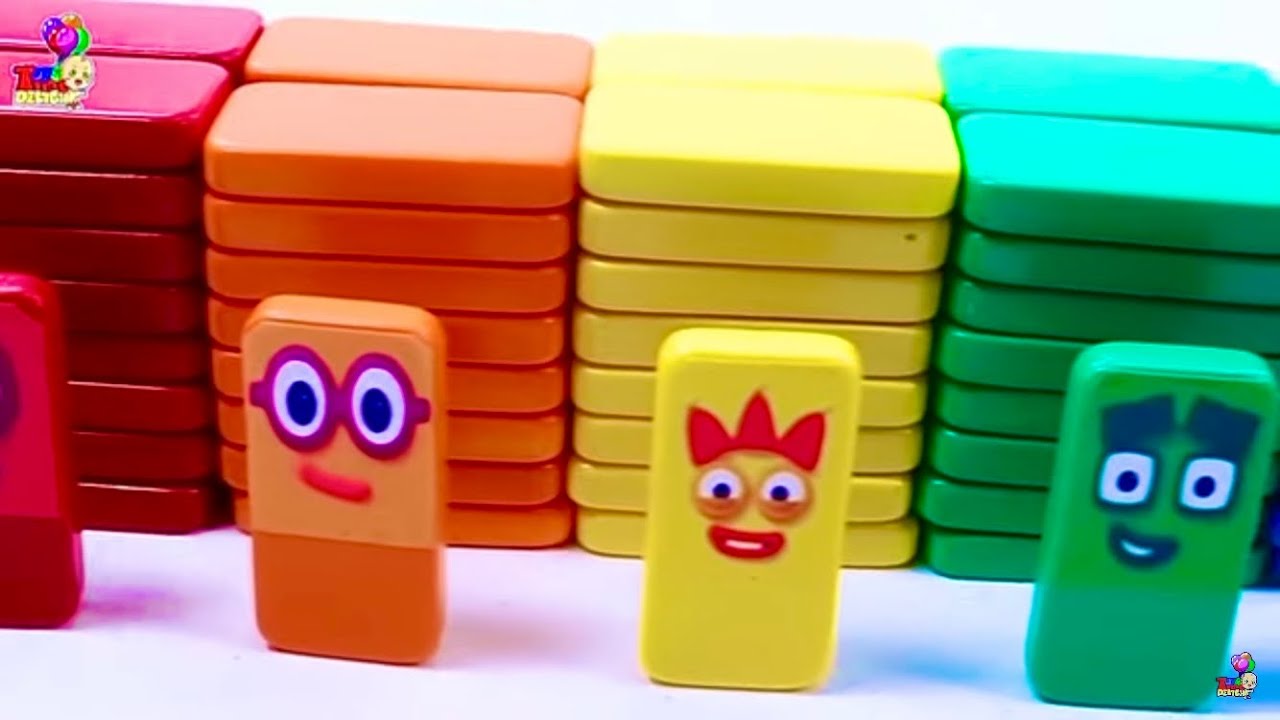 Numberblocks REAL DOMINOES Fall Rainbow Color Numberblock Video Dominos ...