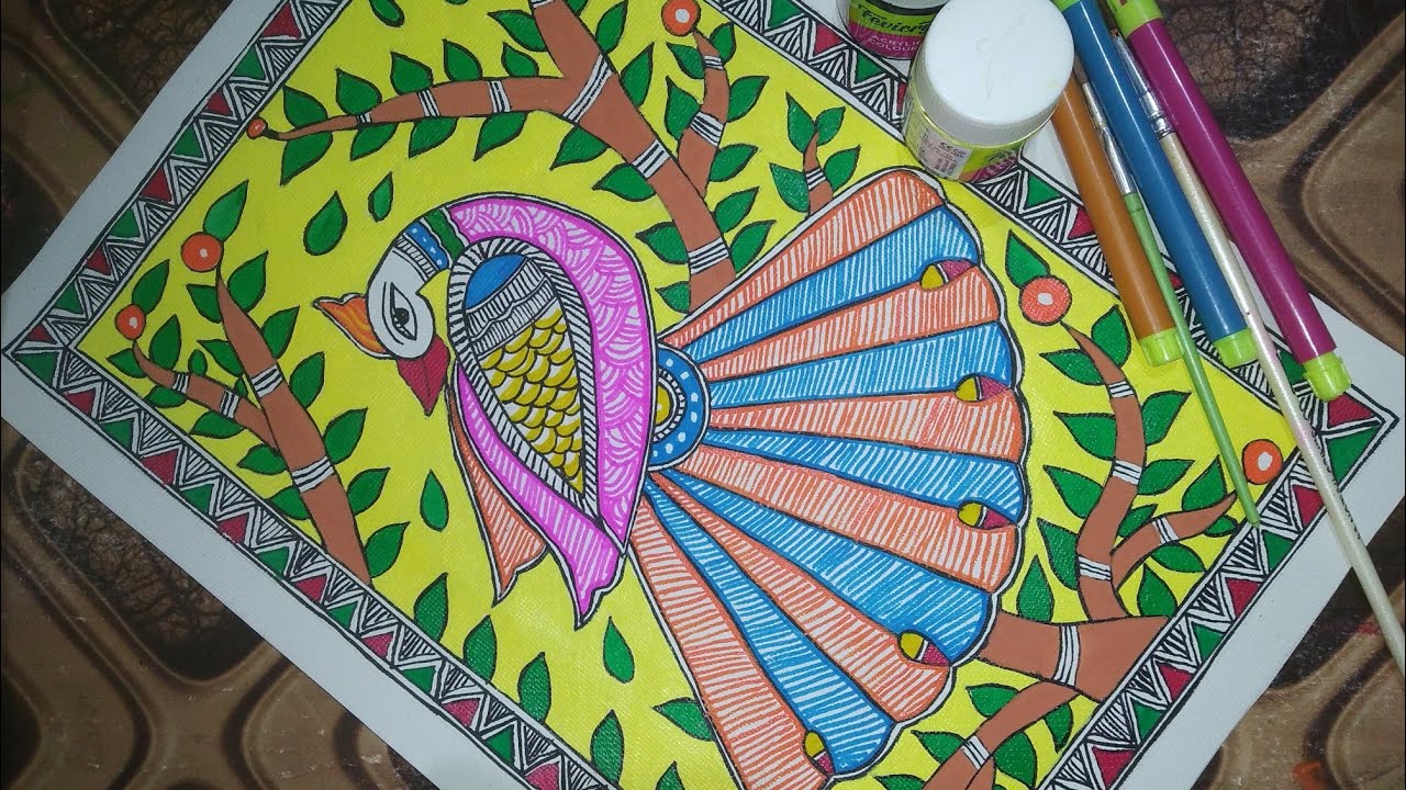 Madhubani painting of peacock🦚||Mithila Art|| Madhubani painting for ...