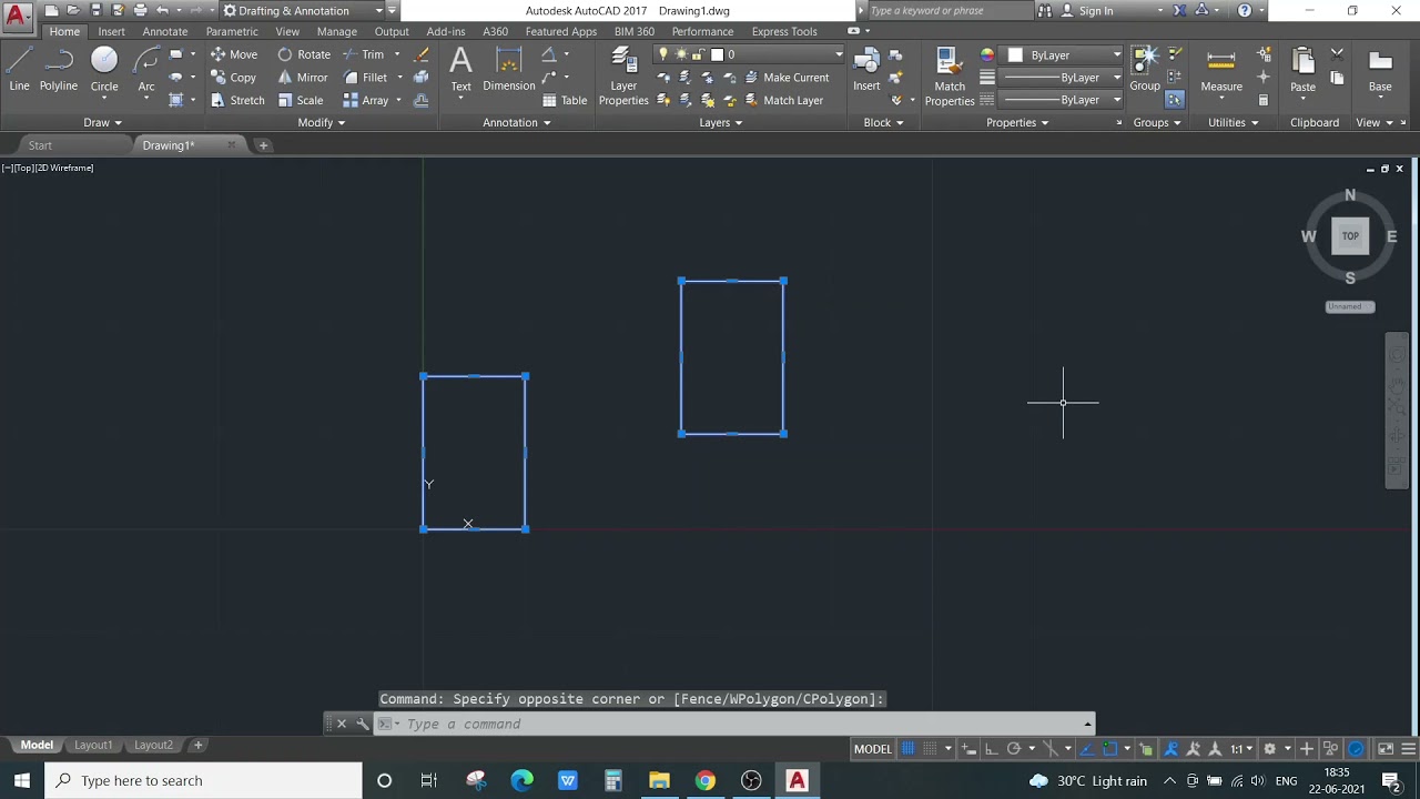 Rectangle Command AutoCAD-Origin and Coordinate, Origin with @ and ...