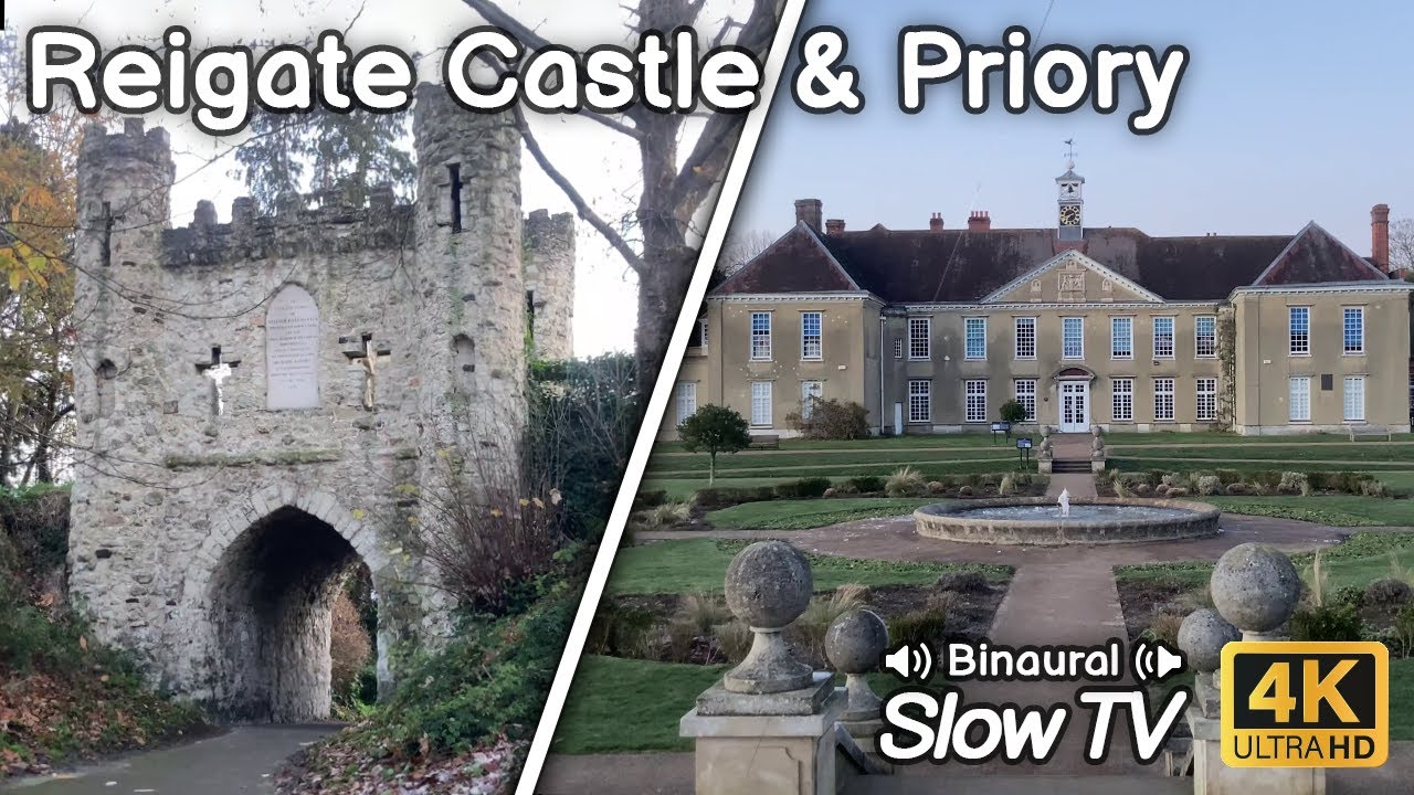 Winter Walk of Reigate Castle, High St and Priory Park - Slow TV - YouTube