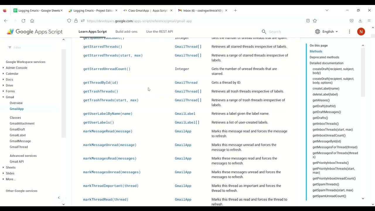 How To Log Your Emails In A Spreadsheet With Google Apps Script - YouTube