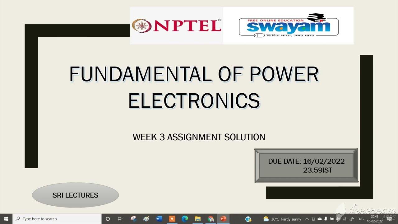 FUNDAMENTAL OF POWER ELECTRONICS WEEK 3 ASSIGNMENT SOLUTION - YouTube