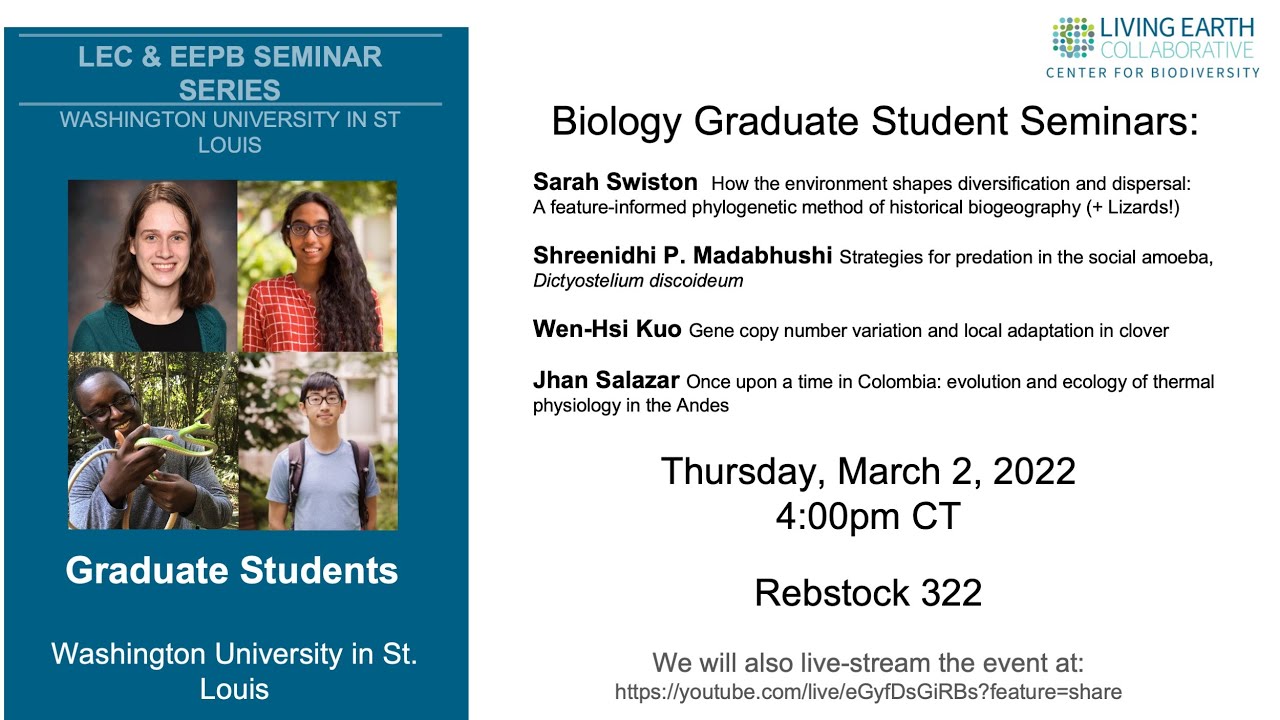 Biology Graduate Student Seminar: Sarah Swiston, S. Madabhushi, Wen-Hsi ...
