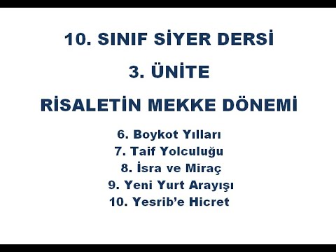10. Sınıf Siyer Dersi 3. Ünite Risaletin Mekke Dönemi 6. Boykot Yılları ...