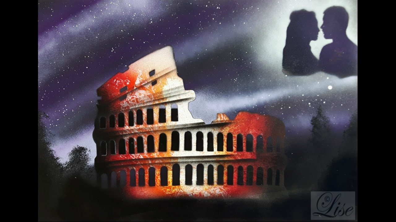 Spray paint art - Love at Colosseum - made by Lise - YouTube
