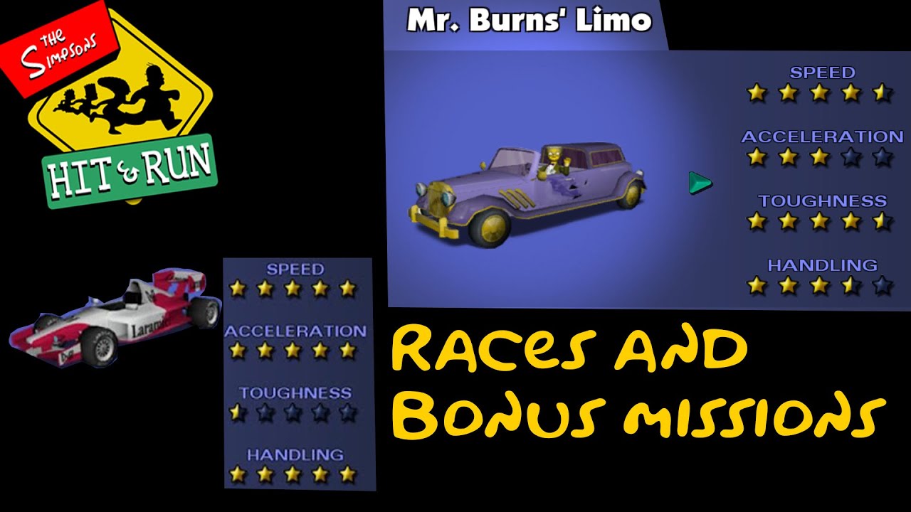 The Simpsons Hit & Run | All Race's and Bonus Mission | Level 7 | - YouTube