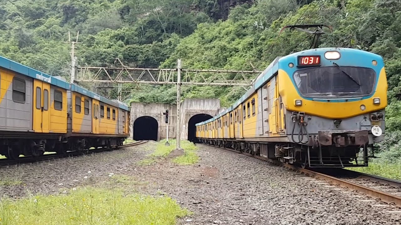Trainspotting at Kirk Falls, two Prasa 10m5 local passenger trains ...