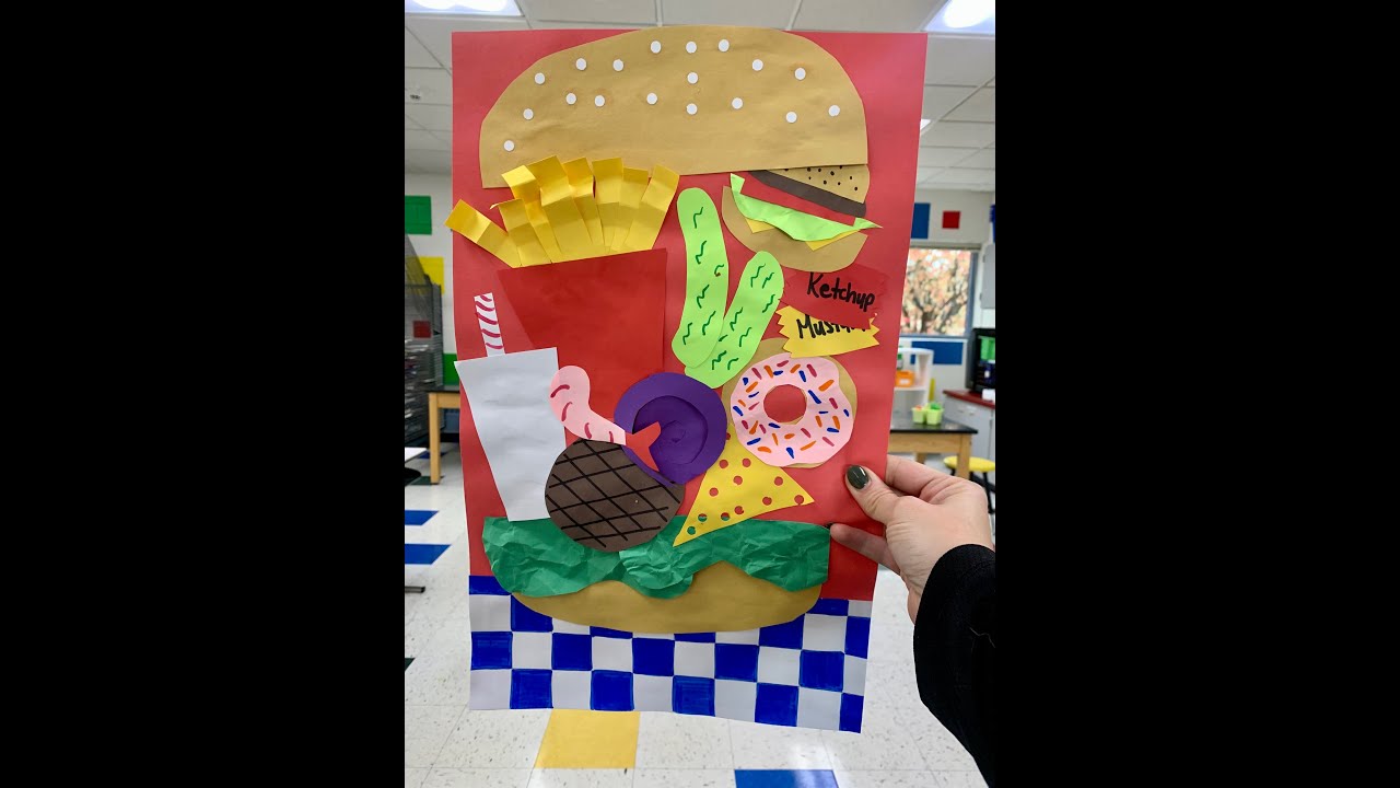 Elementary Art Lesson: Burger Collage, Diner Style! - YouTube