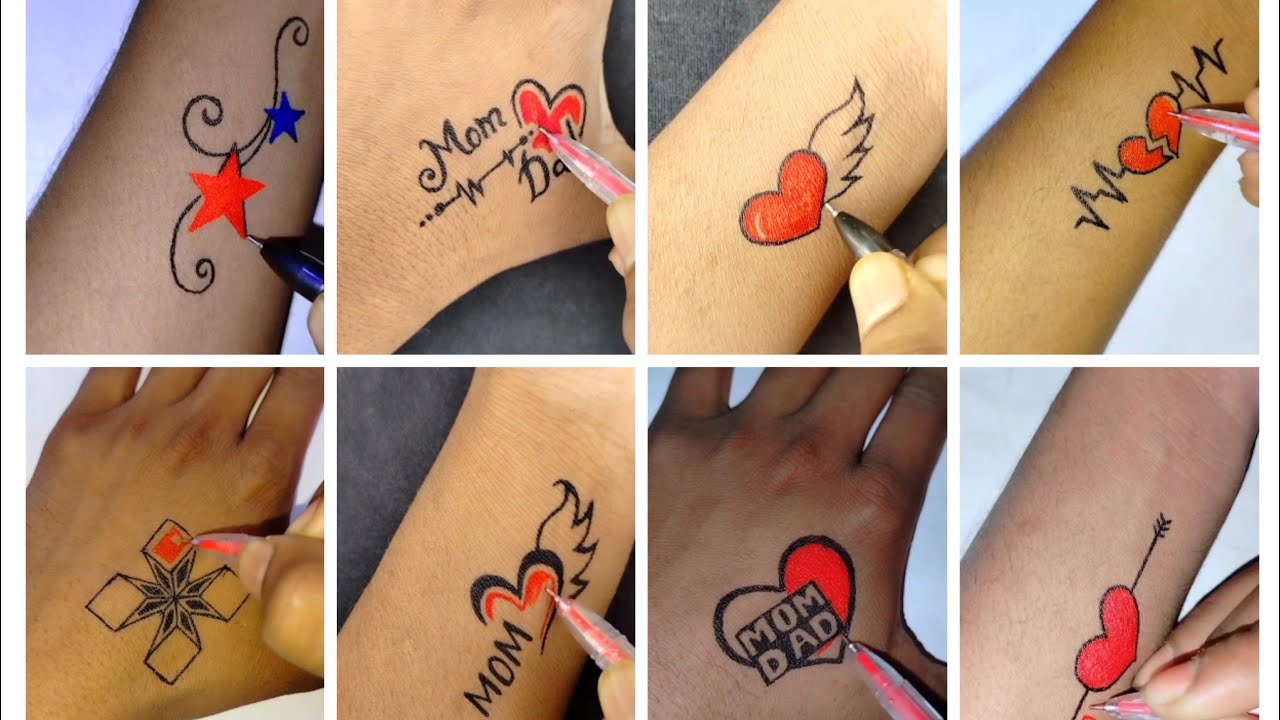 how to make tattoo with pen || simple tattoo kaise banaye || artist ...